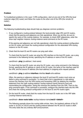 L3 Vpn Diagnosing Common Problems | PDF