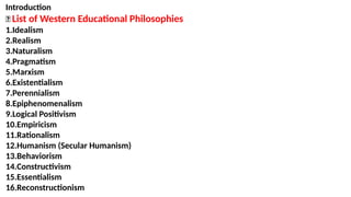 Western Educational philosophy for OES L4 | PPTX