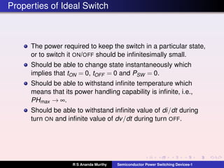 Lecture-4 : Semiconductor Power Switching Devices-1 | PDF