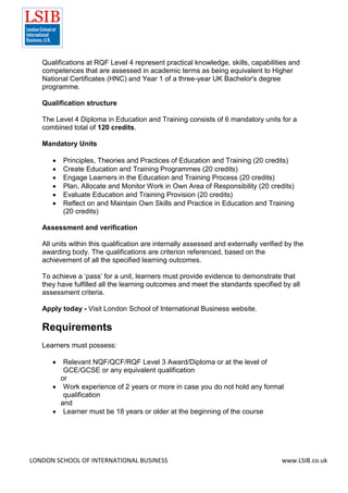 Level 4 Diploma in Education and Training | PDF