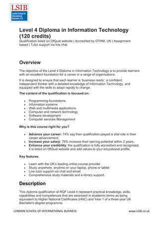Level 4 Diploma in Information Technology (120 credits) | PDF