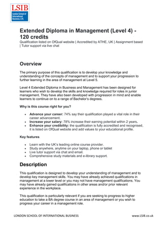 Extended Diploma in Management (Level 4) - 120 credits | PDF