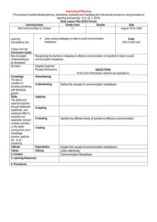 Grade 11 Oral Communication in Context Lesson 4 | DOCX