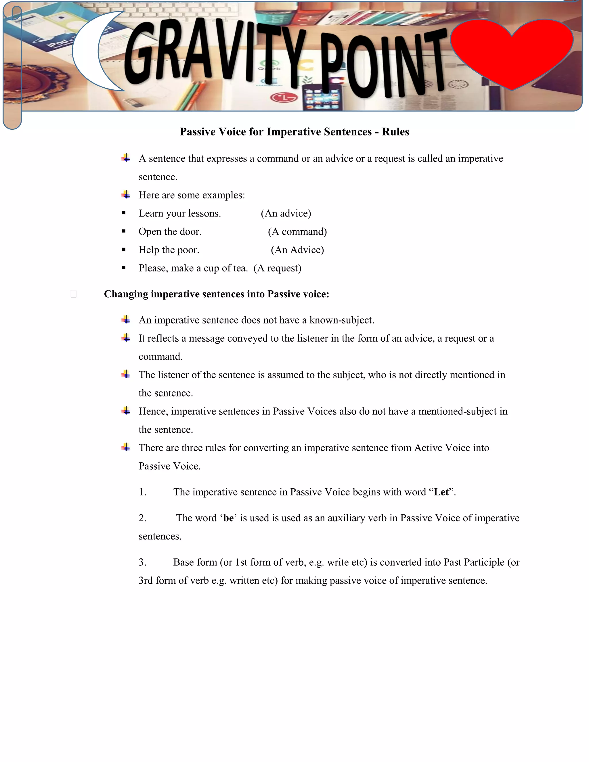 L 4 Passive Voice For Imperative Sentences Pdf