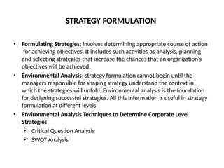 Strategic formulation Strategic formulation | PPTX