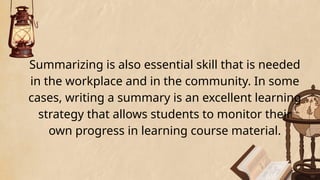 L4-SUMMARIZING-TEXT.pptxmxnknscnsifgsuicvx | PPTX