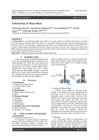 Fabrication of Mono Roue | PDF