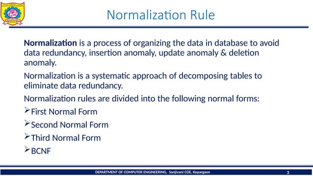 First Normal Form Second Normal Form Pptx