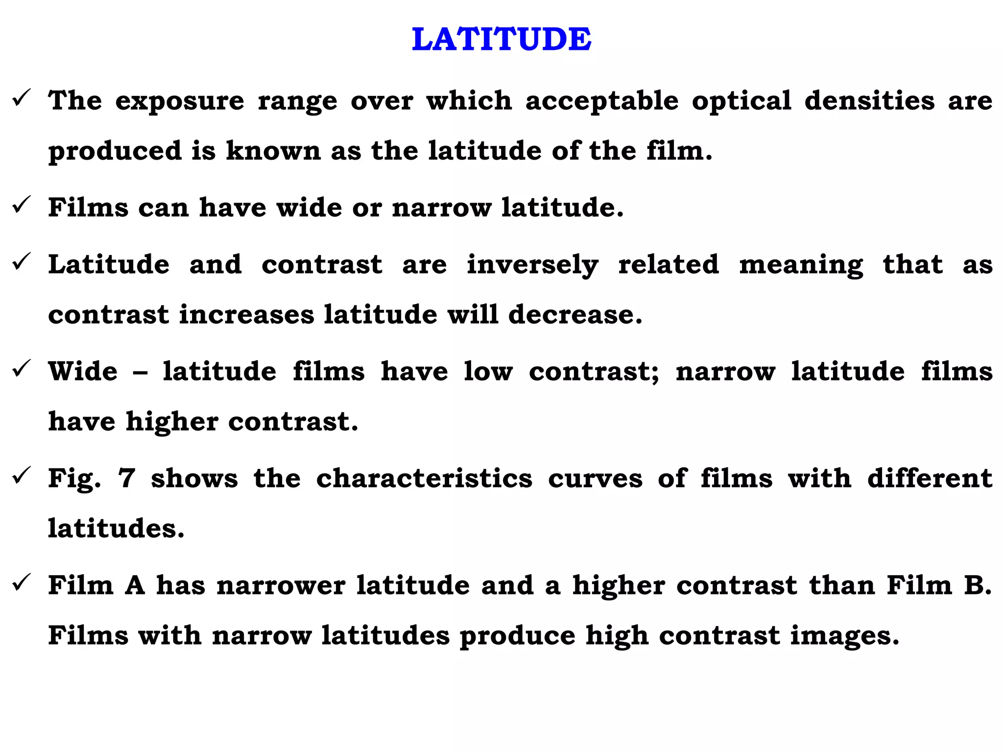 characteristics of films - graininess, density, speed, contrast | PPTX