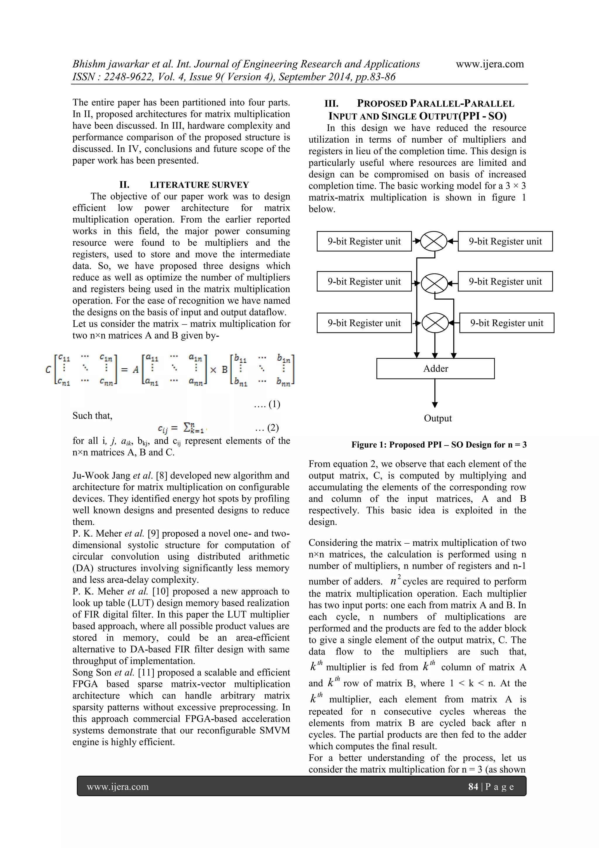 Parallel Processing Technique for Time Efficient Matrix Multiplication | PDF