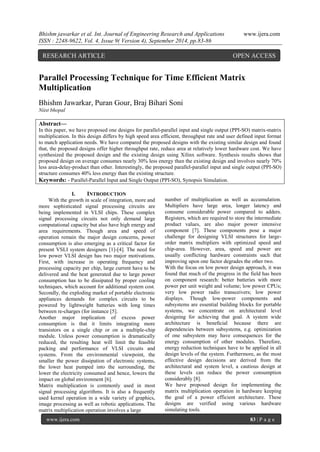 Parallel Processing Technique for Time Efficient Matrix Multiplication ...