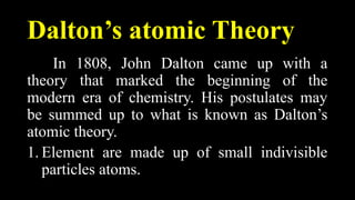 Atomic Theory: the discovery and development of understanding about ...