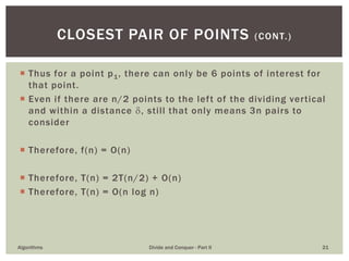 Divide and Conquer - Part II - Quickselect and Closest Pair of Points | PPTX