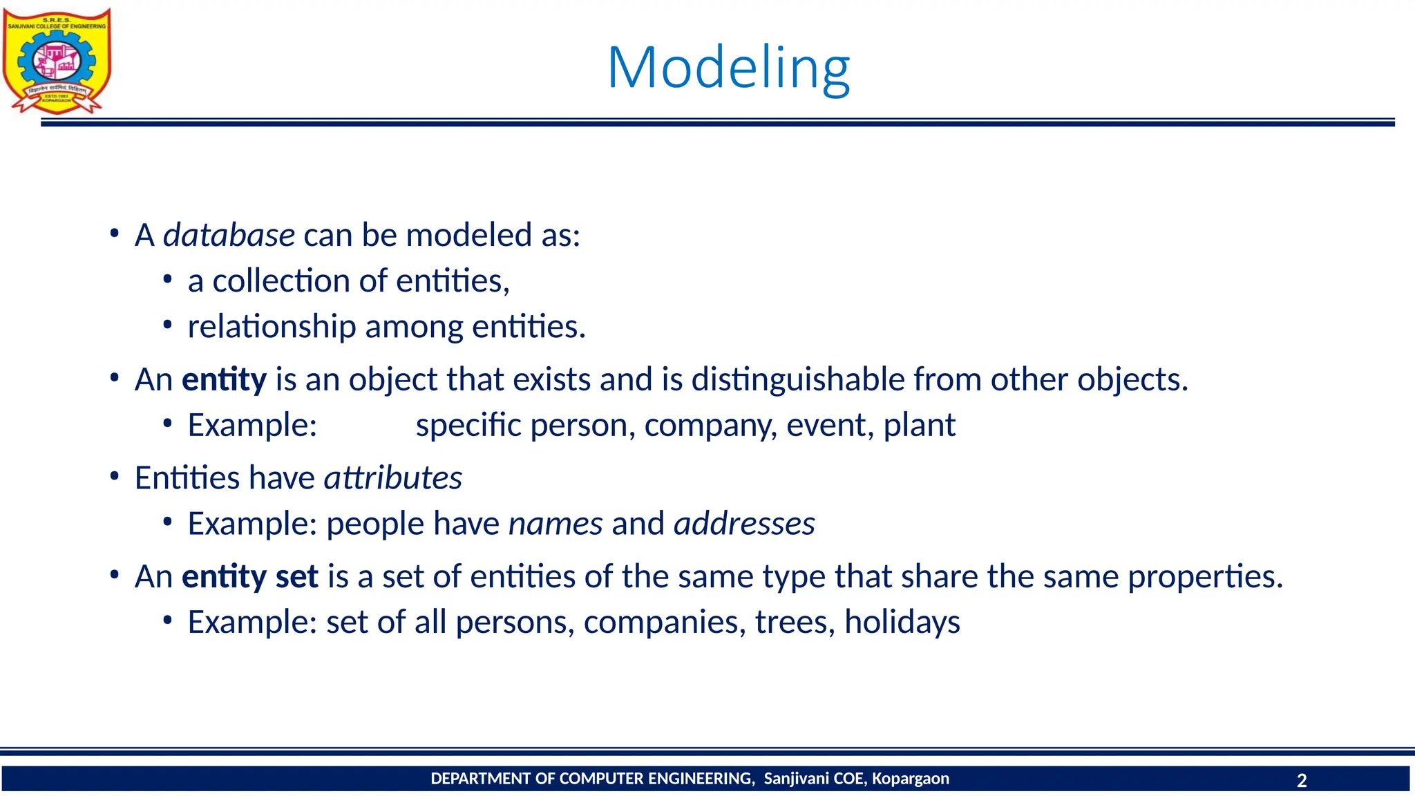 Entity Relationship Model in Database Systems | PPTX