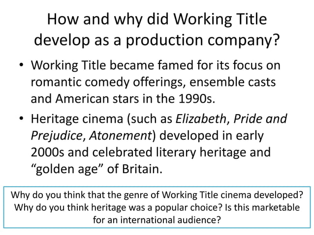 Working Title - British Heritage Films | PPT