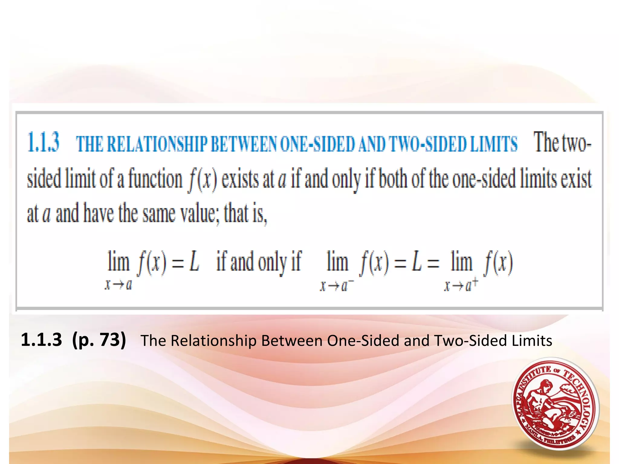 L4 one sided limits limits at infinity | PPT