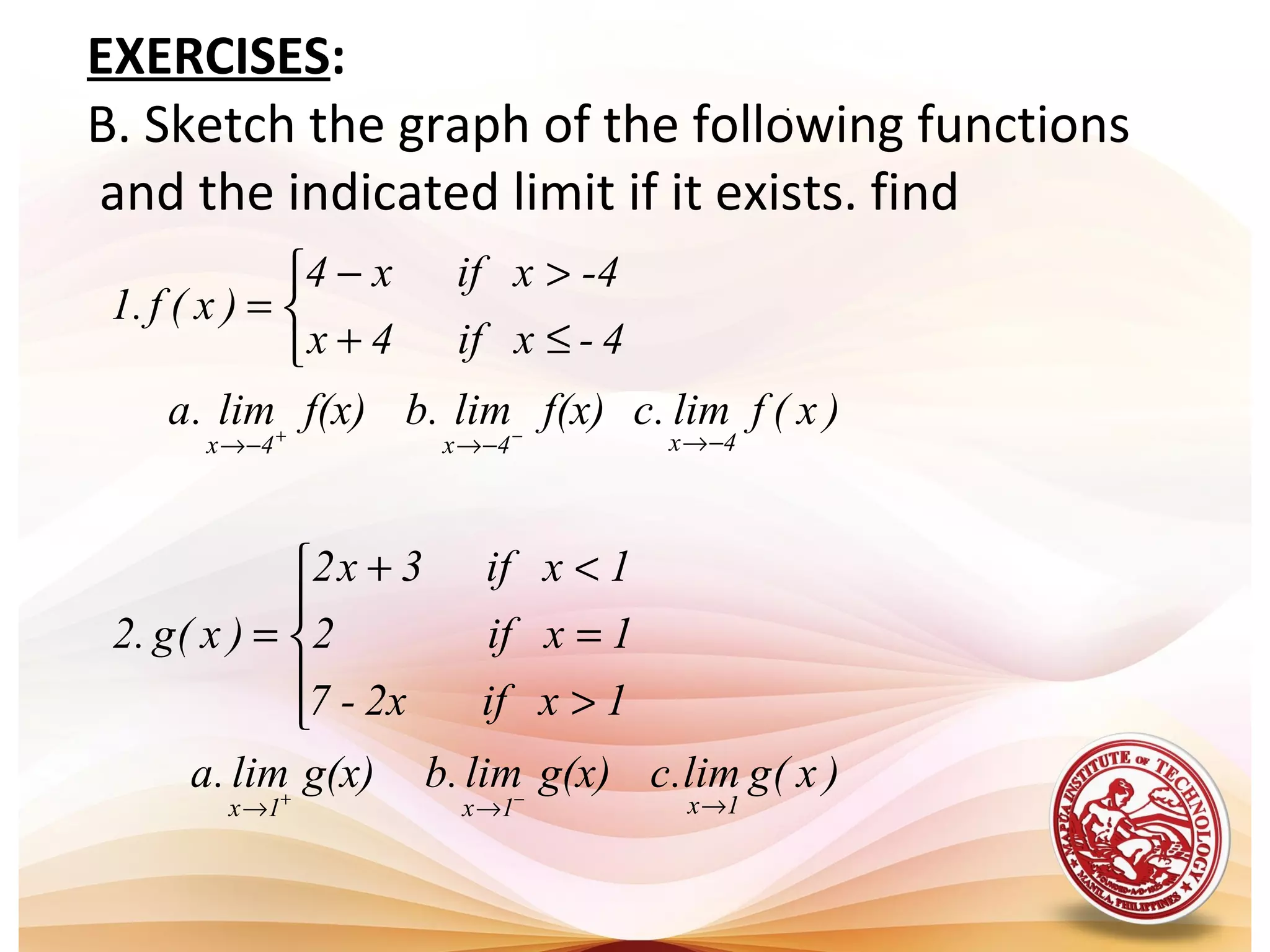 L4 one sided limits limits at infinity | PPT