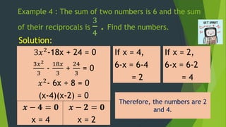 L4 Solving Equations that are Transformable into Quadratic Equations.pptx