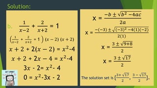 L4 Solving Equations that are Transformable into Quadratic Equations.pptx