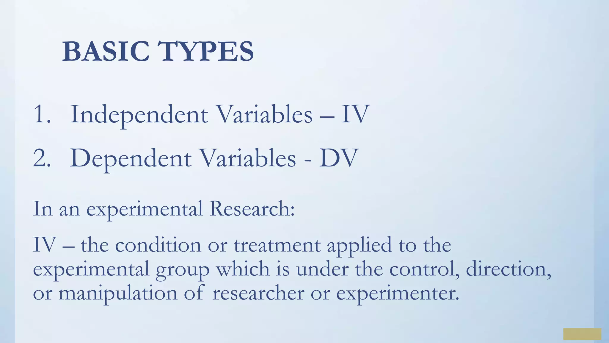 TYPES OF VARIABLES | PPTX