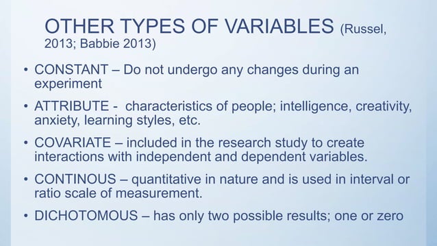 TYPES OF VARIABLES