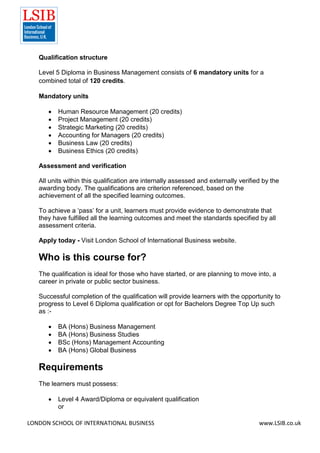 Level 5 Diploma in Business Management | PDF