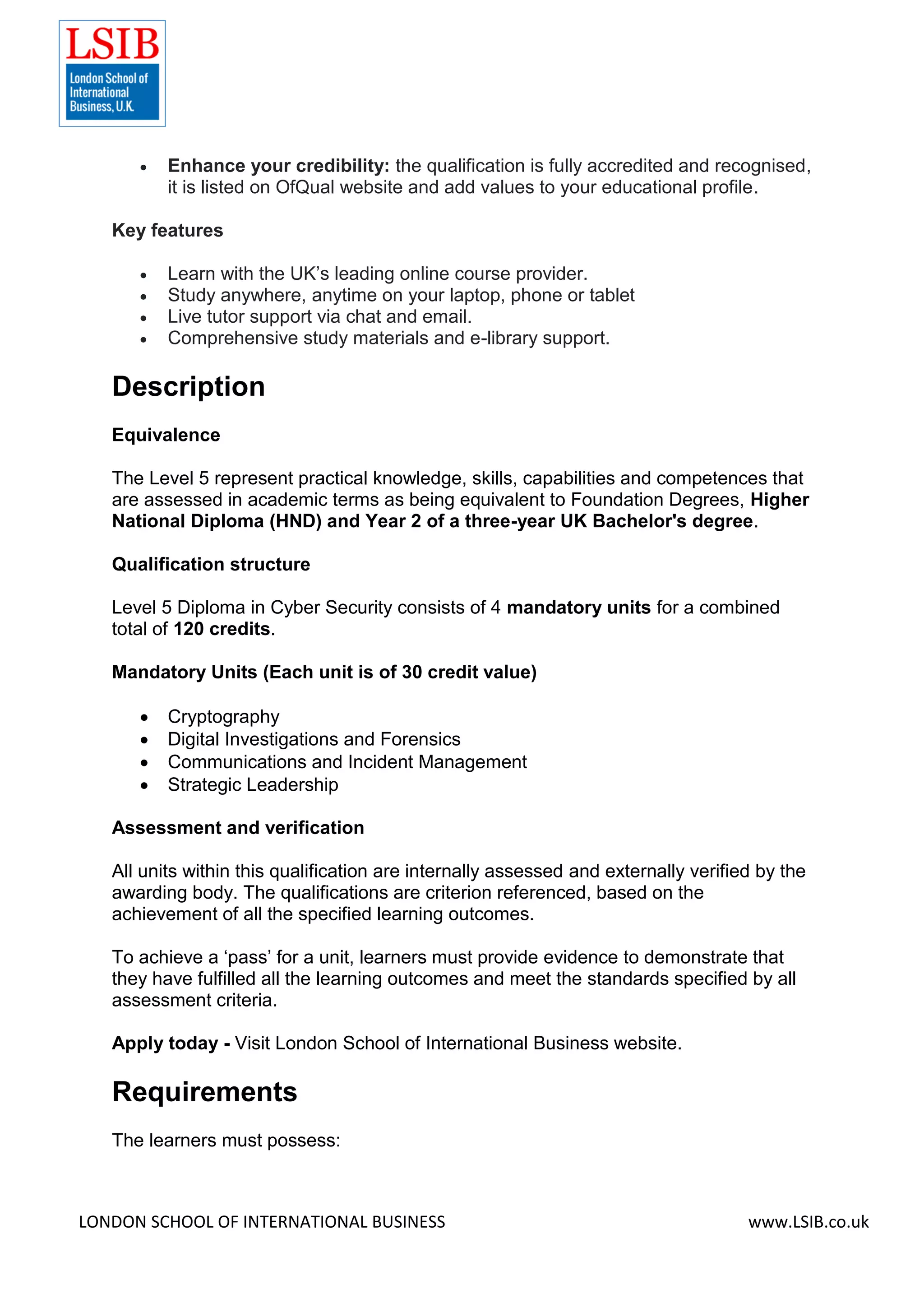 Level 5 Diploma in Cyber Security | PDF