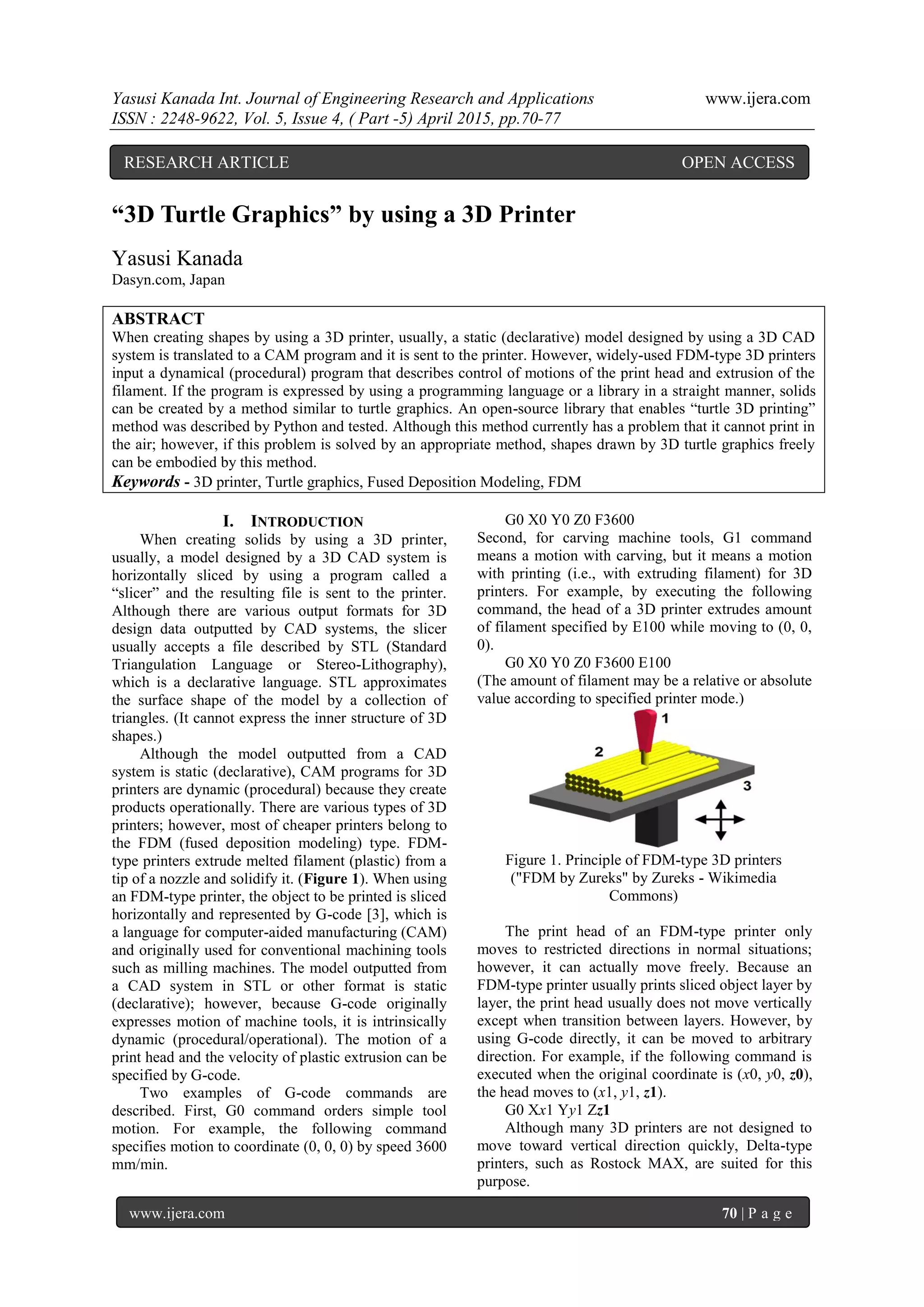 “3D Turtle Graphics” by using a 3D Printer | PDF