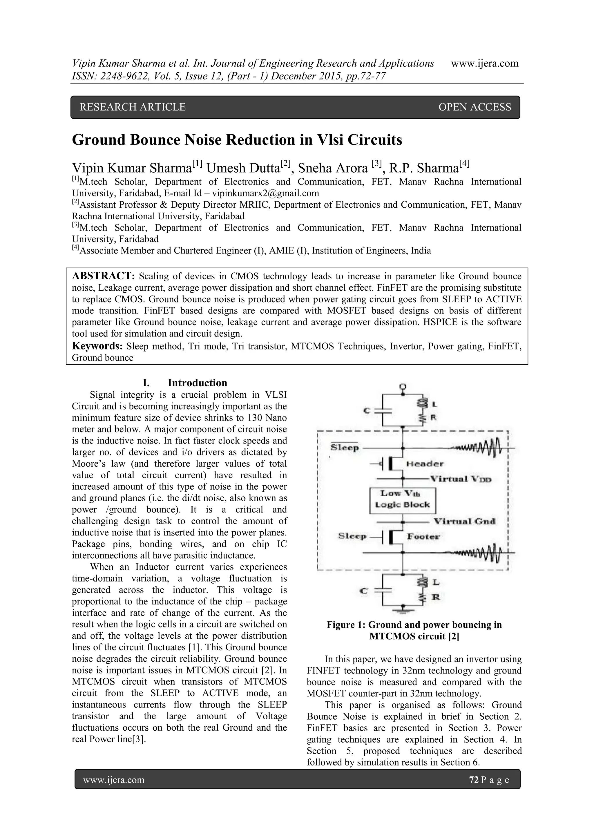 Ground Bounce Noise Reduction in Vlsi Circuits | PDF