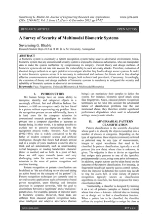 A Survey of Security of Multimodal Biometric Systems | PDF