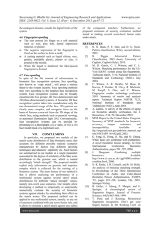 A Survey of Security of Multimodal Biometric Systems | PDF