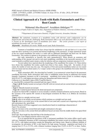 Clinical Approach of a Tooth with Radix Entomolaris and Five Root ...