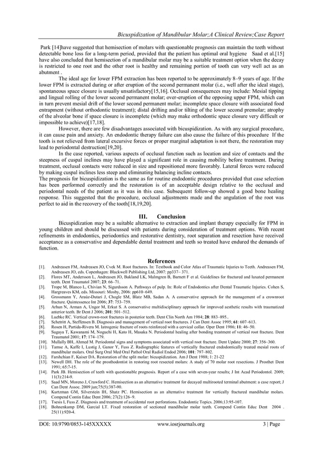 Bicuspidization of Mandibular Molar;A Clinical Review;Case Report | PDF
