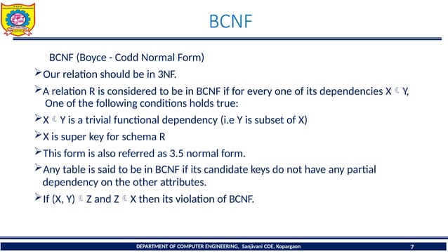 Learning of 3NF BCNF Normal Forms in DBMS.pptx