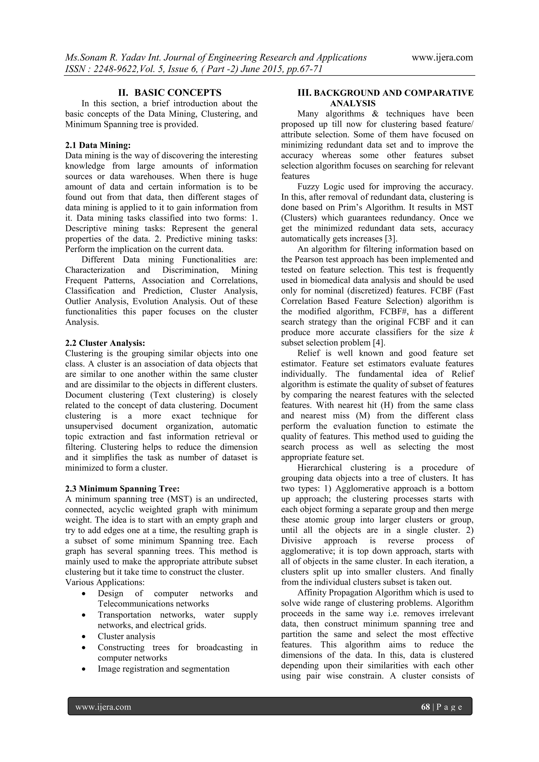 A Survey on Constellation Based Attribute Selection Method for High Dimensional Data | PDF