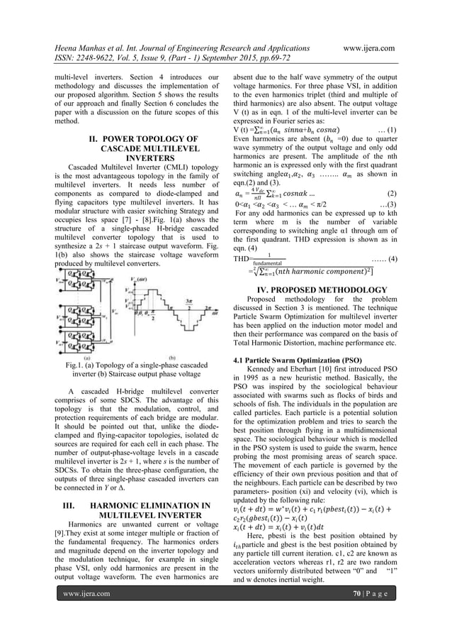 THD Analysis in Multilevel Inverter Fed Induction Motors Using Particle Swarm Optimization | PDF