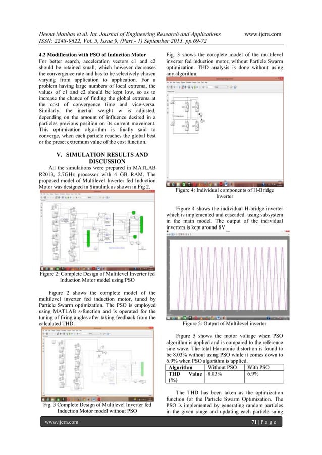 THD Analysis in Multilevel Inverter Fed Induction Motors Using Particle Swarm Optimization | PDF
