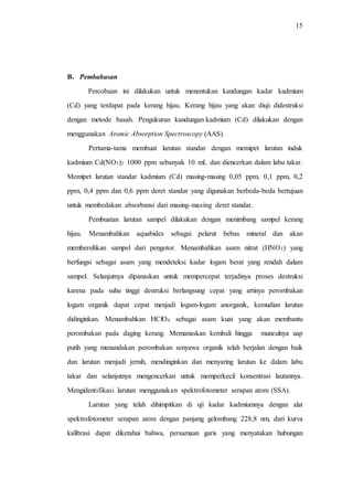 Cara uji kadmium (cd) secara asam dengan spektrofotometer serapan atom | DOCX