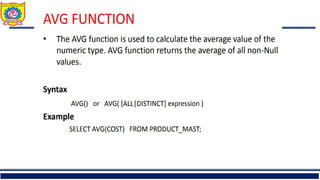SQL Aggregate functions Learning in DBMS.pptx