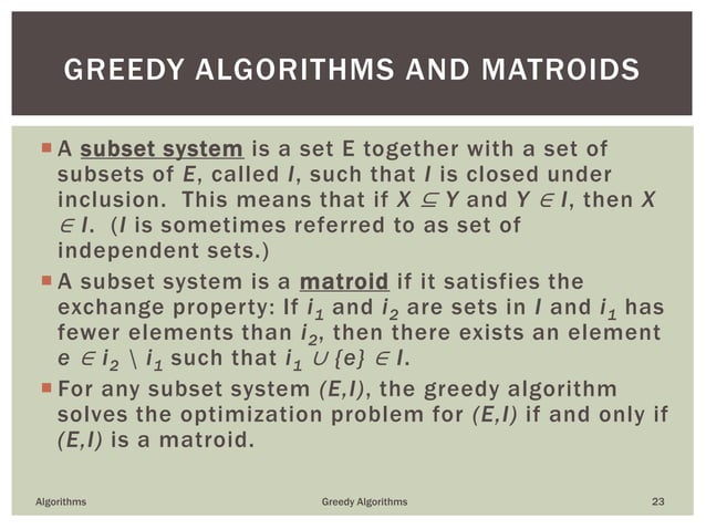 Greedy Algorithms | PPTX | Programming Languages | Computing