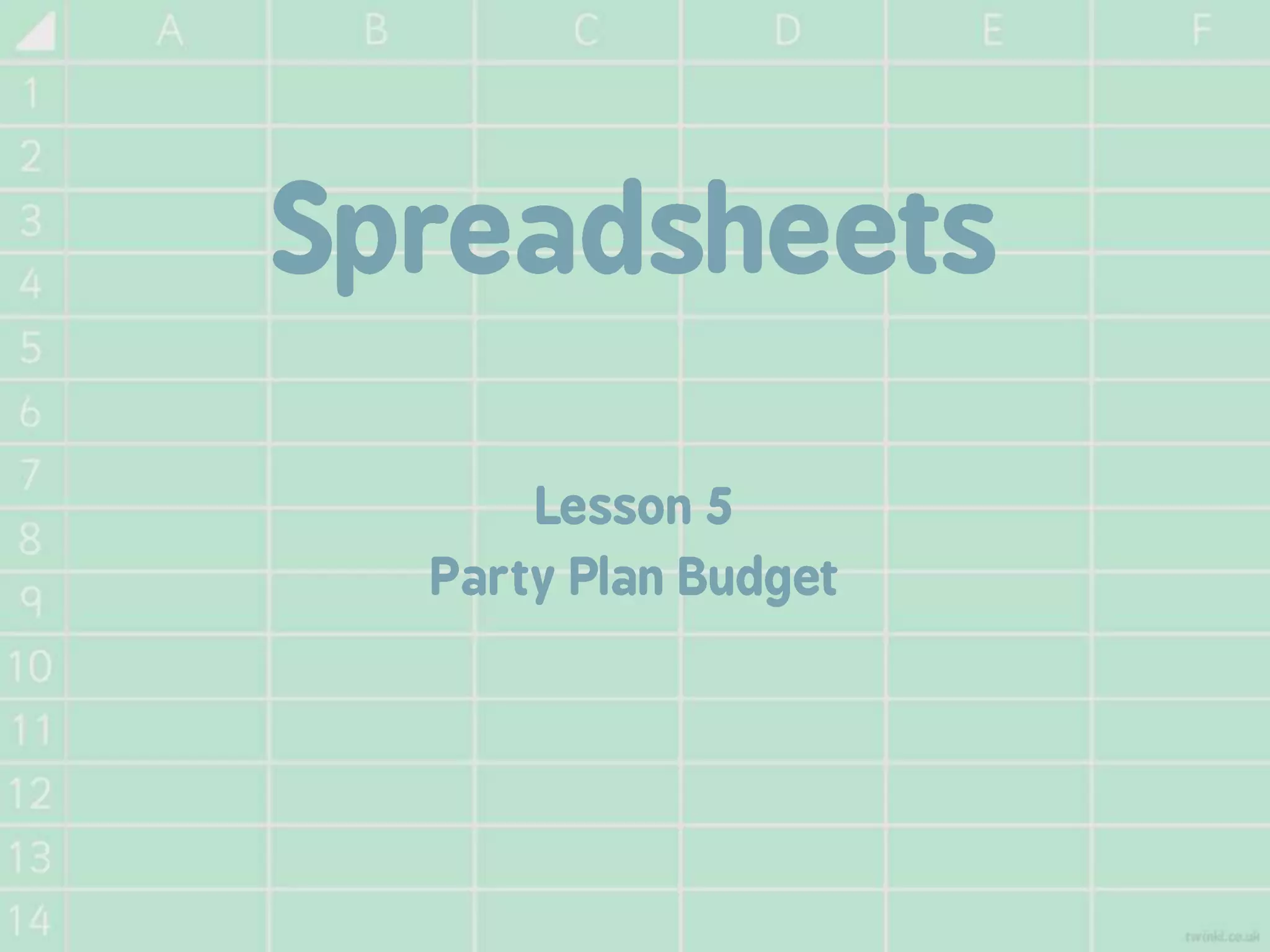 L5 lesson presentation party plan budget | PPT