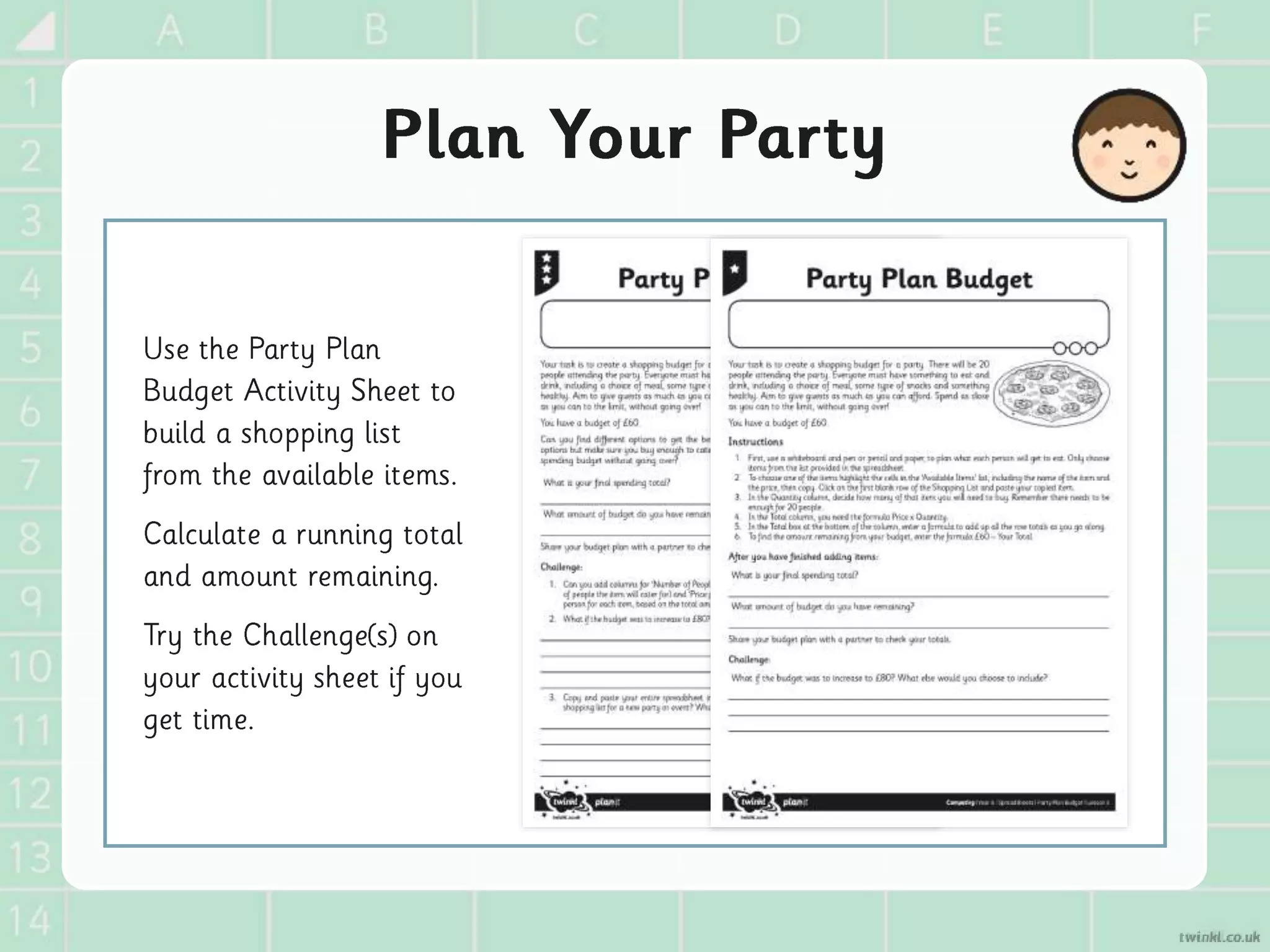 L5 lesson presentation party plan budget | PPT