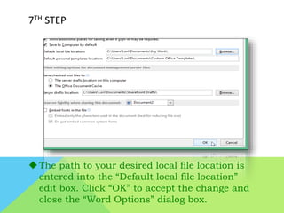 How to Change the default save location and local files folder in word ...