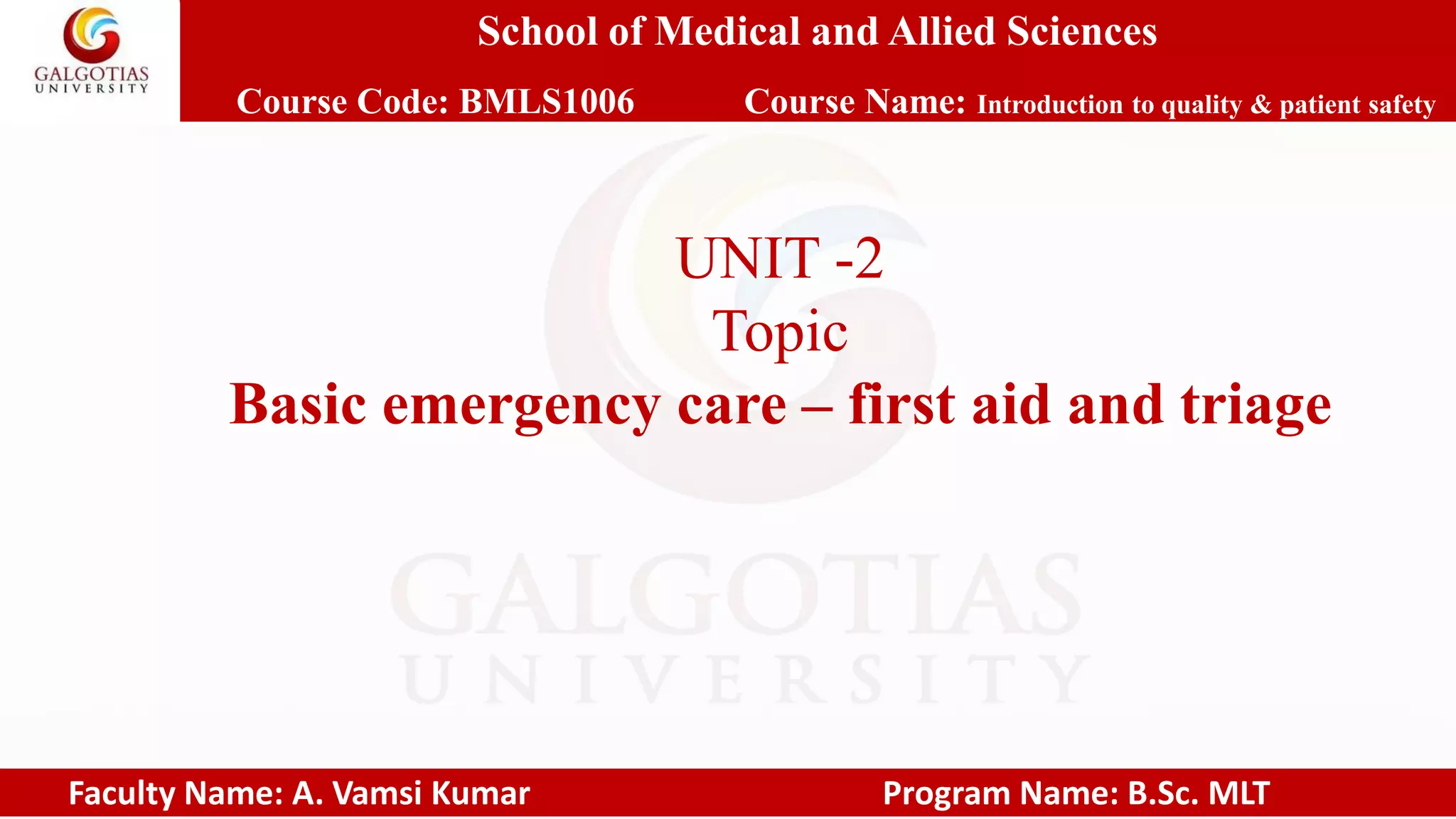 Basic emergency care and First aid and TRIAGE | PDF