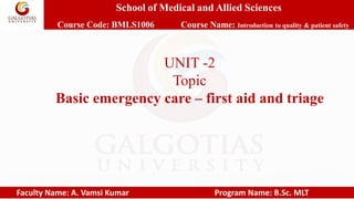 Basic emergency care and First aid and TRIAGE | PDF