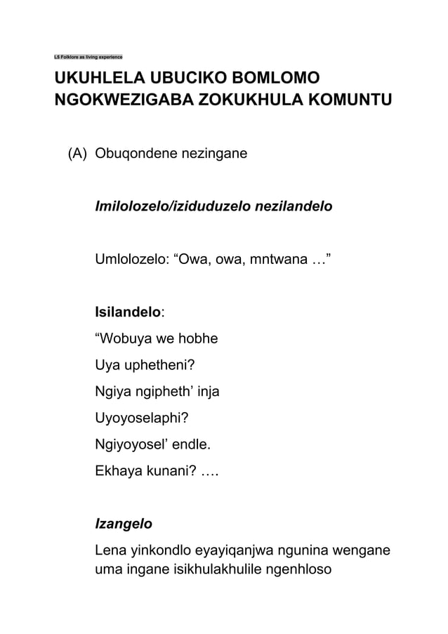L5 ubuciko bomolomo buyaphila izigaba zokukhula | DOC