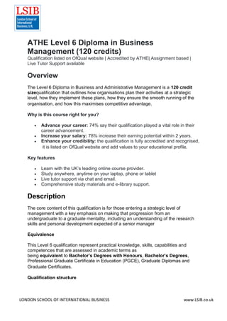 ATHE Level 6 Diploma in Business Management (120 credits) | PDF