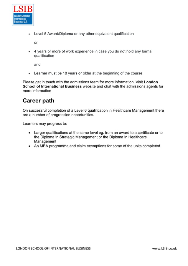 ATHE Level 6 Diploma in Healthcare Management | PDF