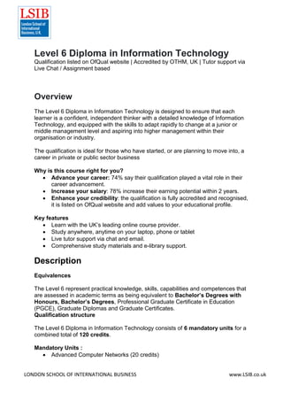 Level 6 Diploma in Information Technology | PDF | IT and Internet ...