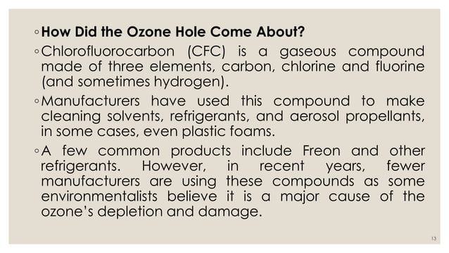 Ozone layer depletion-chloroflorocarbon CFC | PPT